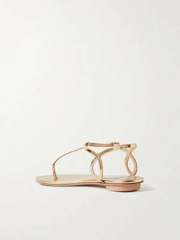 AQUAZZURA Almost Bare Metallic Leather Sandals - Gold