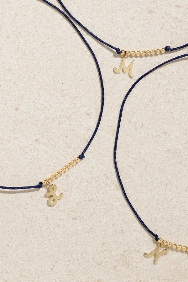 SYDNEY EVAN Initial 14-karat Gold And Cord Bracelet - Blue