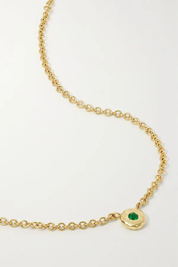 OCTAVIA ELIZABETH Net Sustain Nesting Gem 18-karat Recycled Gold Emerald Necklace - Green