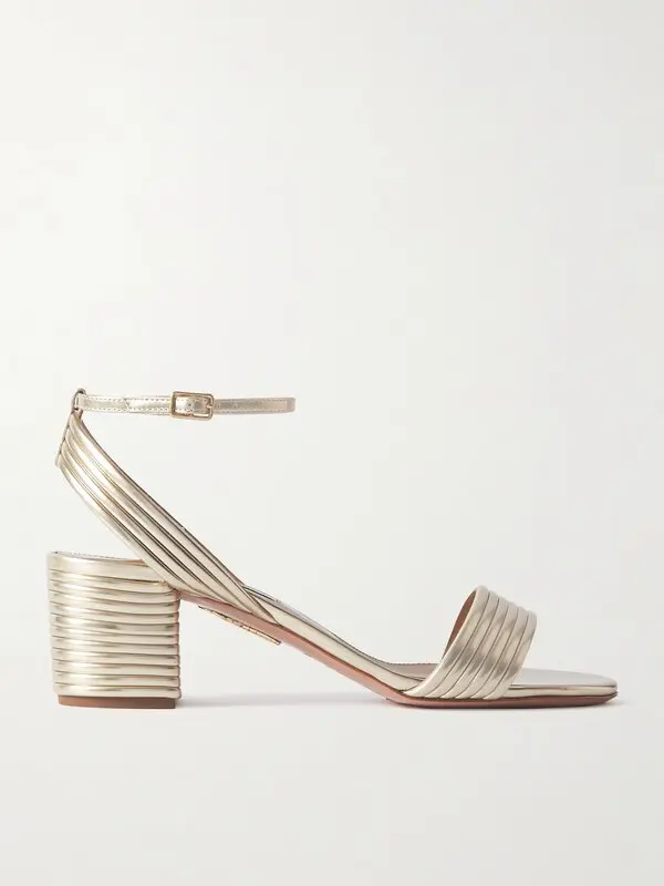AQUAZZURA Sundance 50 Metallic Sandals - Gold