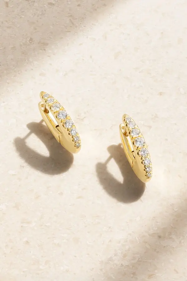 Melissa Kaye Lulu Small 18-karat Diamond Hoop Earrings - Gold