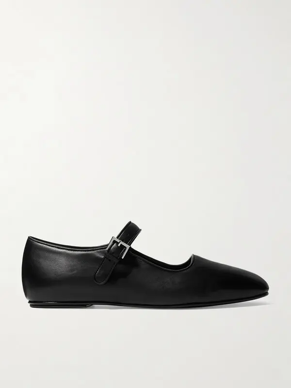 THE ROW Ava Leather Ballet Flats - Black