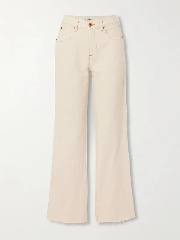 SLVRLAKE Re-work Grace Paneled High-rise Wide-leg Jeans - Neutrals