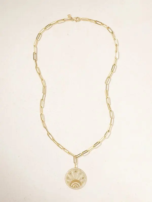 SYDNEY EVAN Evil Eye Luck Coin 14-karat Diamond Necklace - Gold