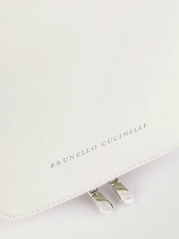 Brunello Cucinelli Textured Leather Cosmetics Case - White