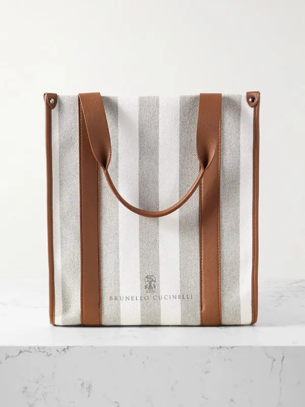 Brunello Cucinelli Striped Canvas Tote