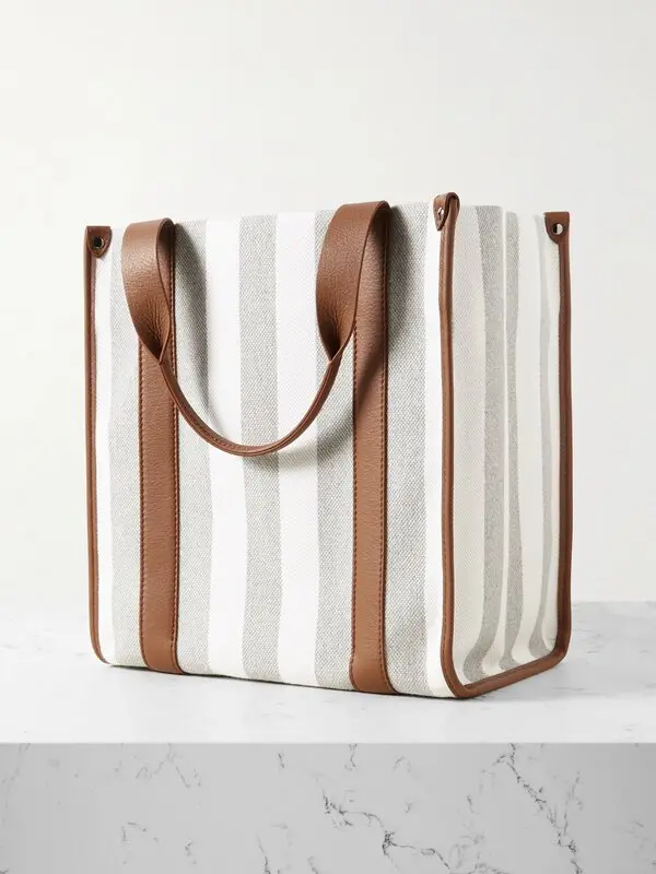 Brunello Cucinelli Striped Canvas Tote