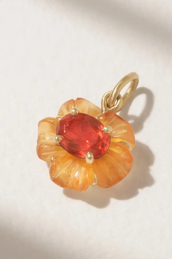 Irene Neuwirth Tropical Flower Fire Opal Pendant - Orange