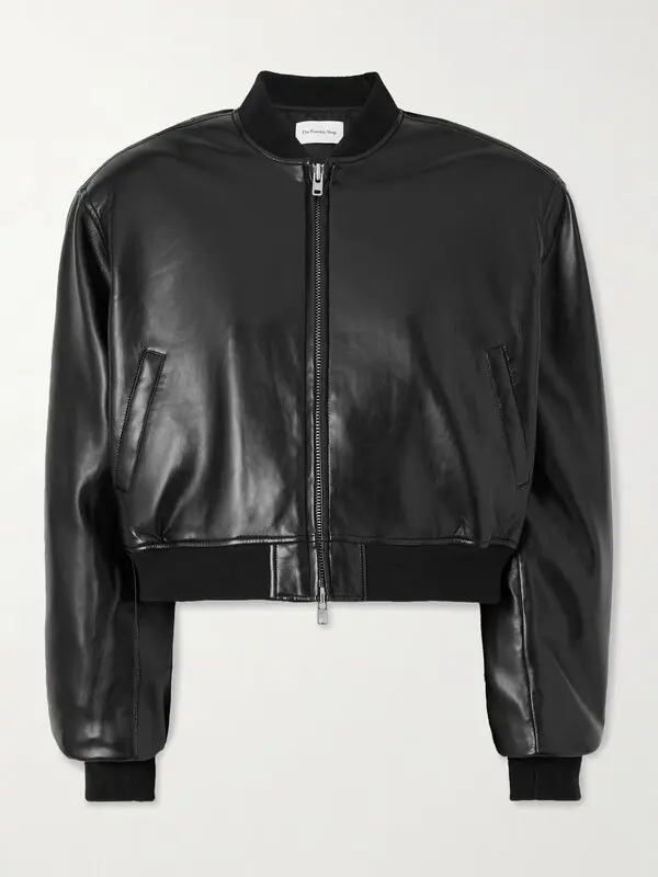 THE FRANKIE SHOP Micky Cropped Faux Leather Bomber Jacket - Black