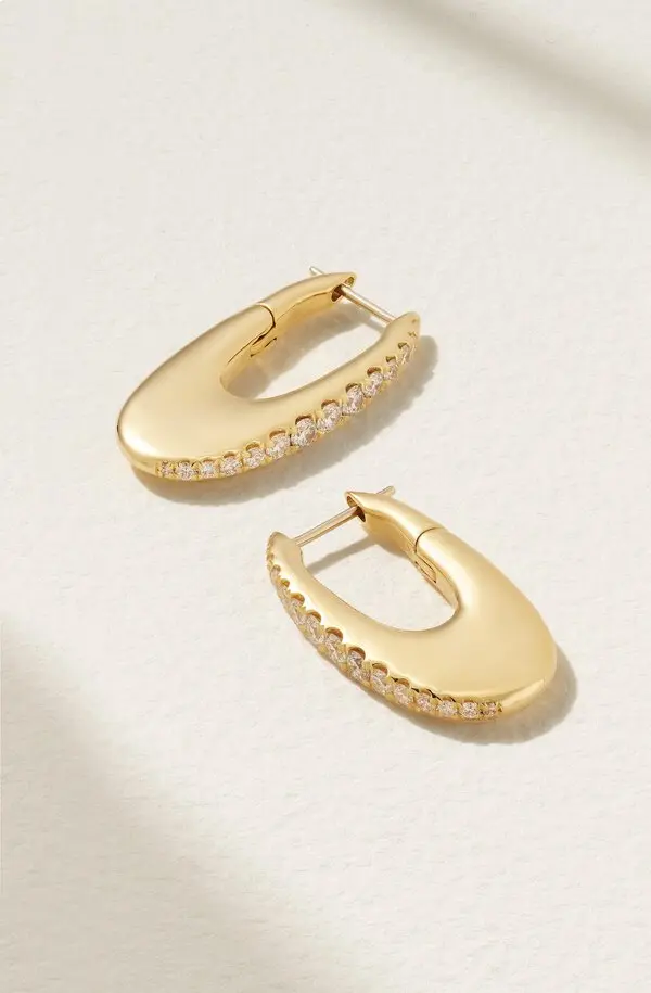 Melissa Kaye Lulu Medium 18-karat Diamond Hoop Earrings - Gold