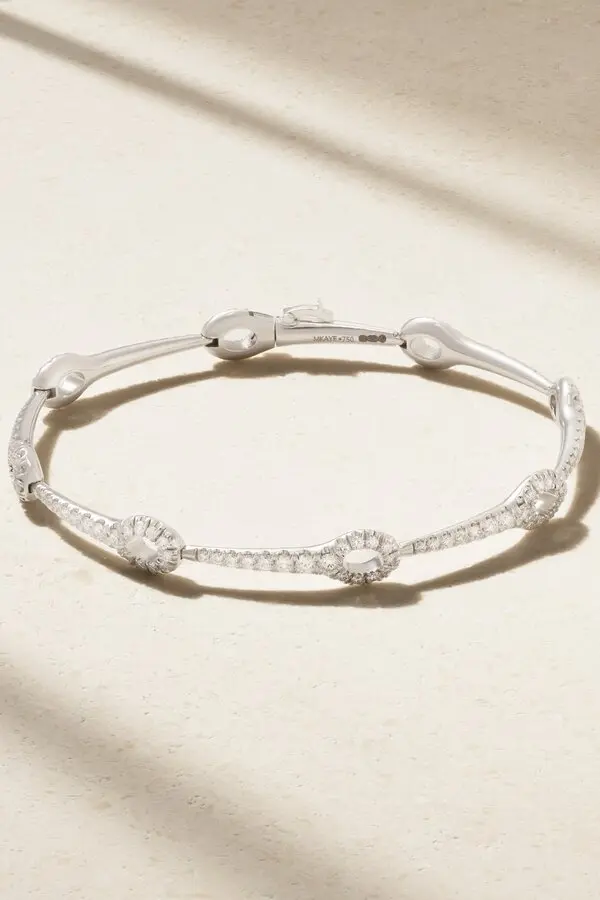 Melissa Kaye Lola Needle Linked 18-karat White Diamond Bracelet - Gold