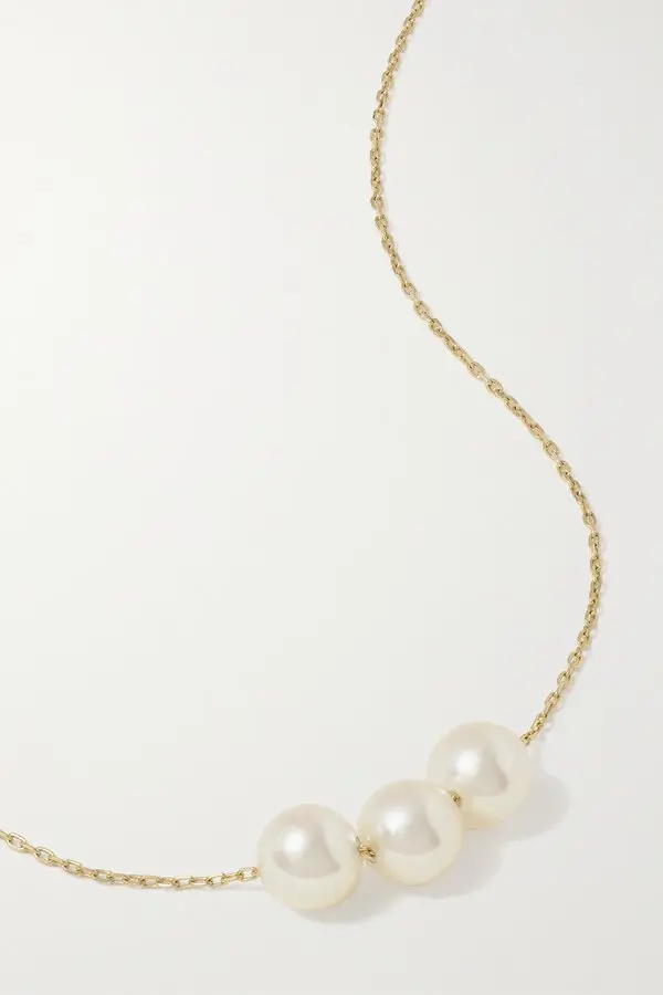 Mizuki 14-karat Gold Akoya Pearl Necklace - White