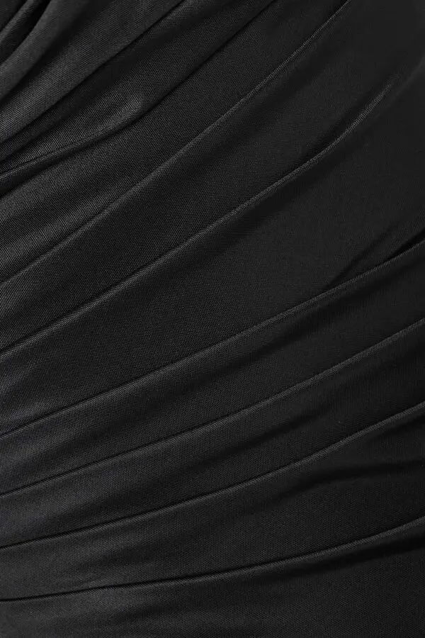 Versace Asymmetric Embellished Gown - Black