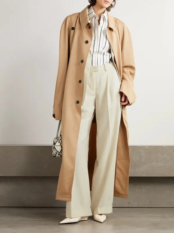 Another Tomorrow Pleated Merino Wool-twill Wide-leg Trousers