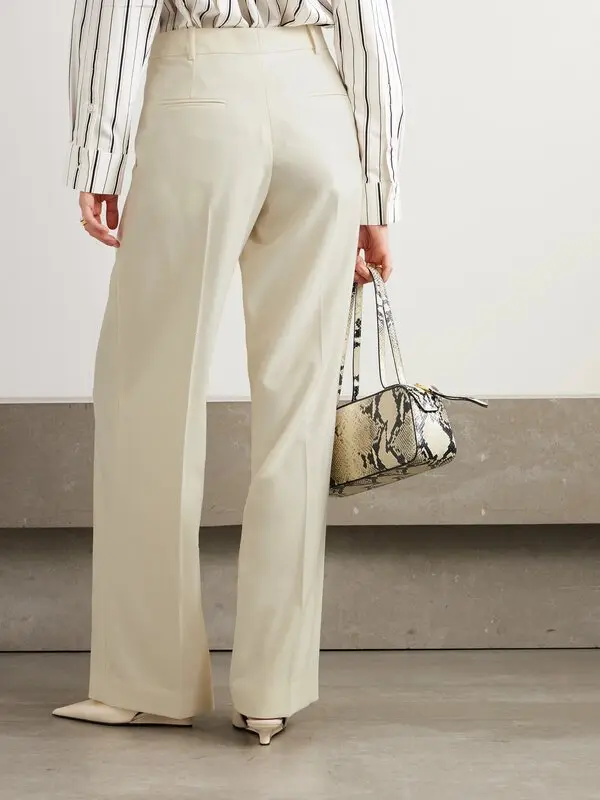 Another Tomorrow Pleated Merino Wool-twill Wide-leg Trousers