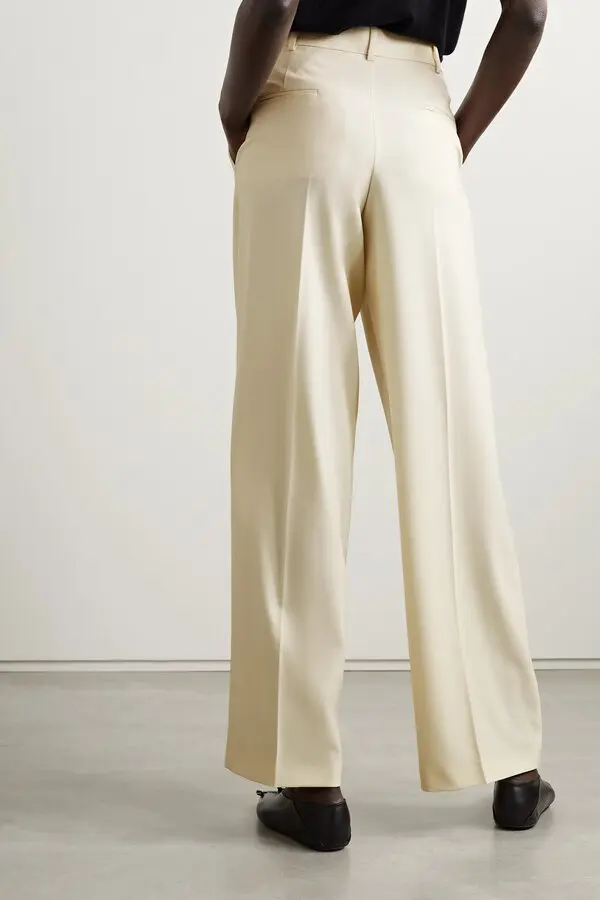 Another Tomorrow Pleated Merino Wool-twill Wide-leg Trousers