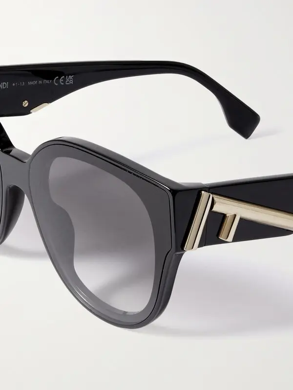 Fendi First D-frame Embellished Sunglasses - Black