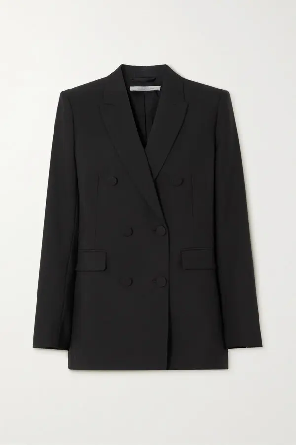 Another Tomorrow Double-breasted Merino Wool Jacket - Black