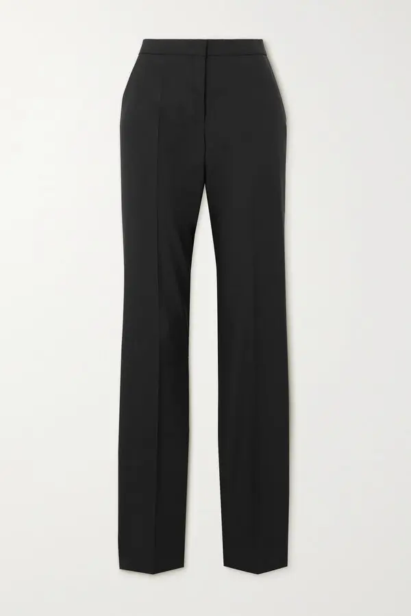 Another Tomorrow Pleated Merino Wool Straight-leg Pants