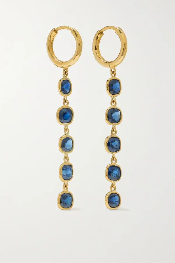 OCTAVIA ELIZABETH Net Sustain Micro Gabby 18-karat Recycled Gold Sapphire Dangle Earrings - Blue
