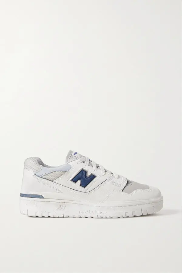 NEW BALANCE 550 Suede And Mesh-trimmed Leather Sneakers - White