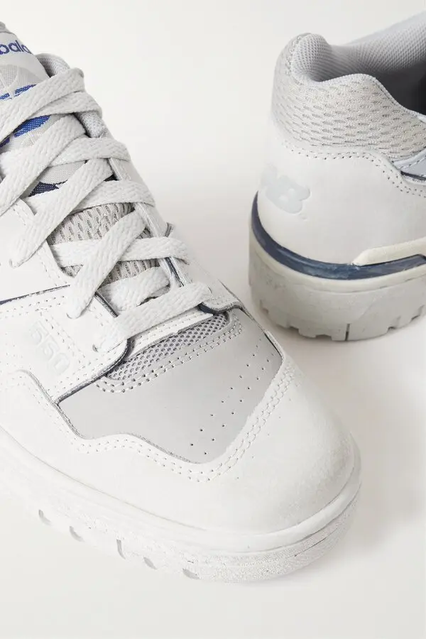 NEW BALANCE 550 Suede And Mesh-trimmed Leather Sneakers - White