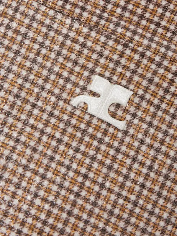 COURREGES Reedition Appliquéd Checked Mini Skirt - Brown