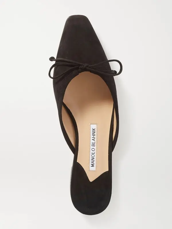 Manolo Blahnik Ballerimu Suede Slip-ons - Black