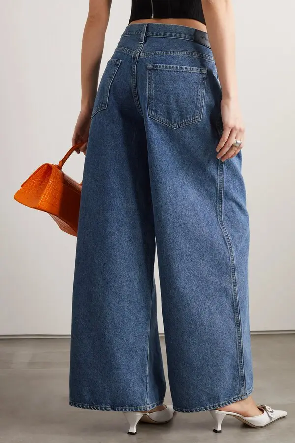 GOLDSIGN The Atticus Pleated Low-rise Wide-leg Jeans