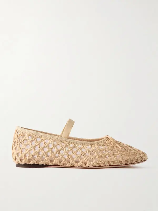 LOEFFLER RANDALL Leonie Woven Raffia Ballet Flats