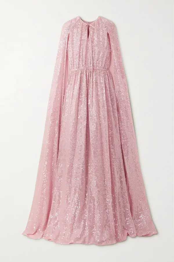 Erdem Kenley Cape-effect Sequined Chiffon Gown