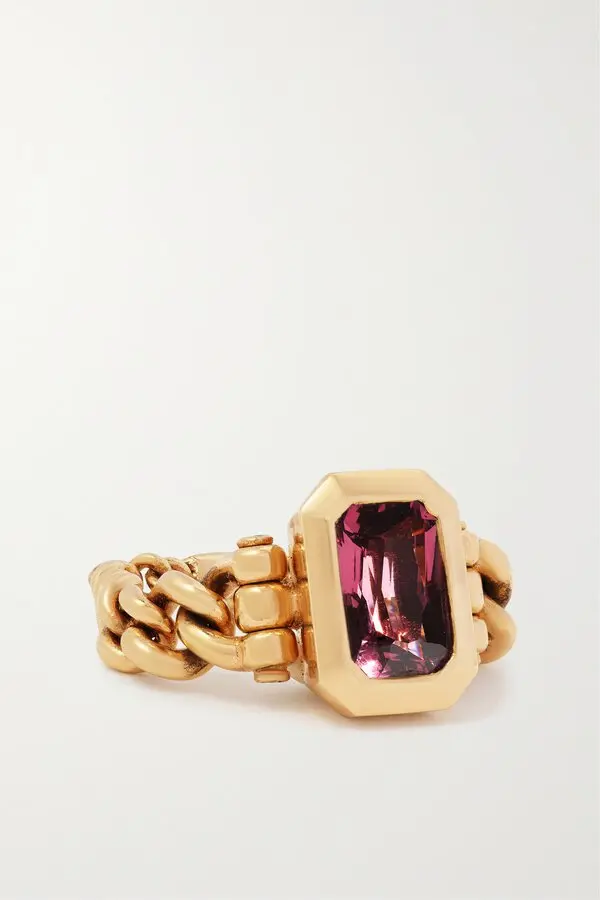 MAOR Curb Chain 18-karat Tourmaline Ring - Gold