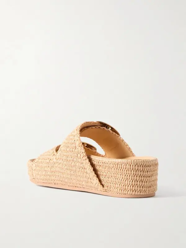 LOEFFLER RANDALL Theo Raffia Platform Sandals - Neutrals