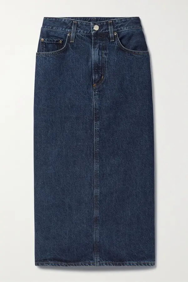 GOLDSIGN Denim Midi Skirt