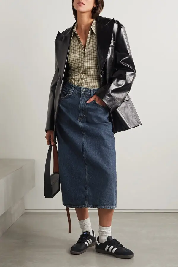 GOLDSIGN Denim Midi Skirt