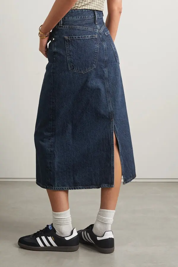 GOLDSIGN Denim Midi Skirt