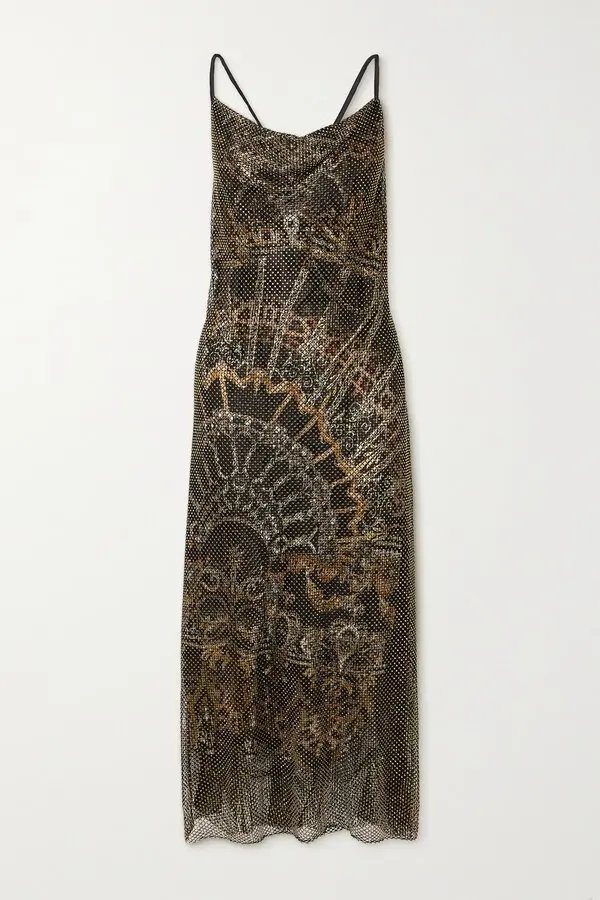 Camilla Crystal-embellished Printed Maxi Dress - Black