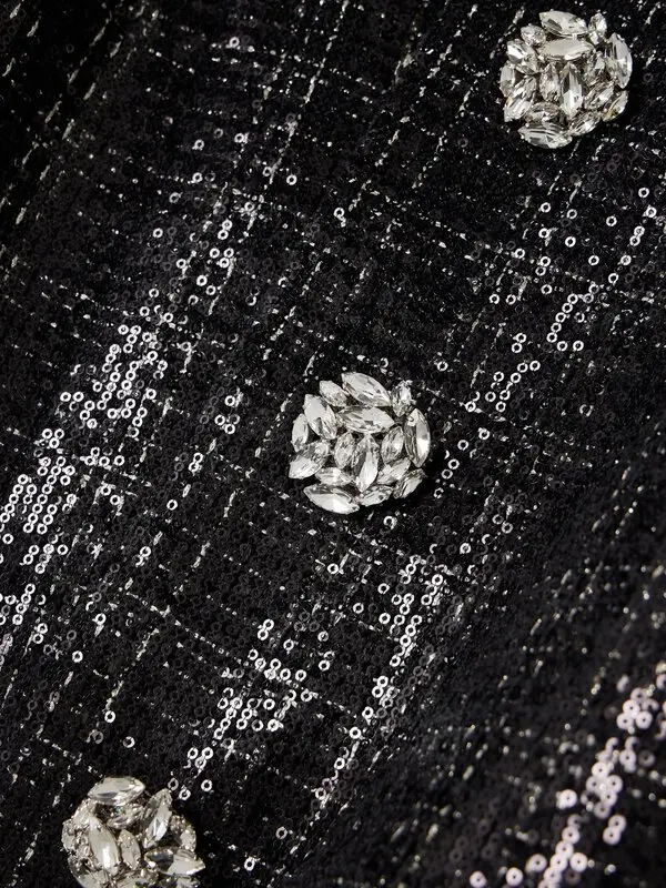 Balmain Crystal-embellished Sequined Tweed Jacket
