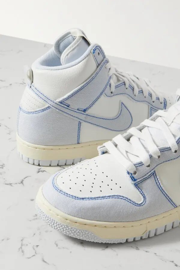Nike Dunk 1985 Topstitched Denim And Leather High-top Sneakers