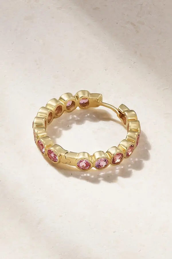 42 SUNS 14-karat Gold Laboratory-grown Sapphire Single Hoop Earring - Pink