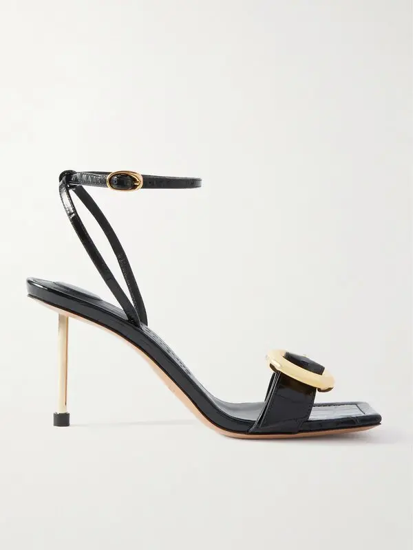 Jacquemus Regalo Embellished Croc-effect Glossed-leather Sandals