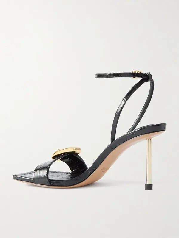 Jacquemus Regalo Embellished Croc-effect Glossed-leather Sandals