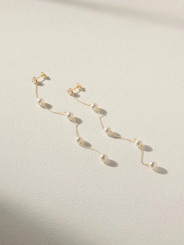 Mateo 14-karat Diamond And Pearl Drop Earrings - Gold