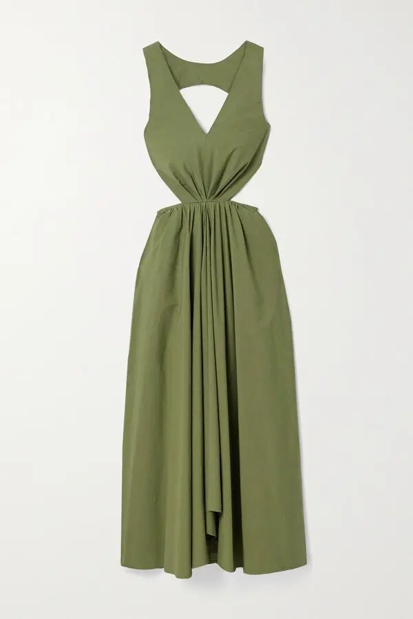 DEVEAUX Madelyn Cutout Cotton-poplin Dress