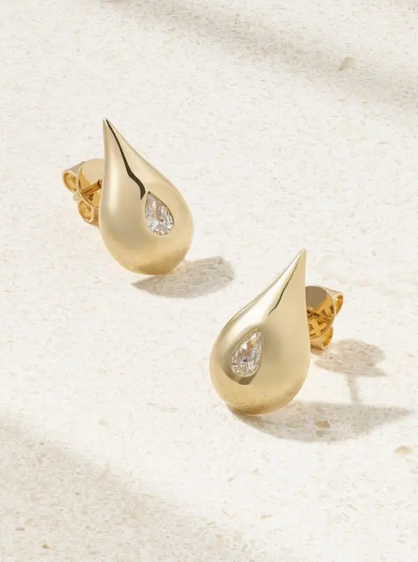 Mateo Water Droplet Diamond Earrings - Gold