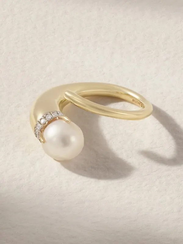 Mateo Cornucopia 14-karat Diamond And Pearl Ring - Gold