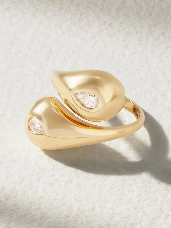Mateo Twin Water Droplet 14-karat Diamond Ring - Gold