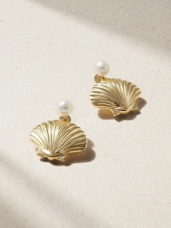 Mateo Venus 14-karat Pearl Earrings - Gold