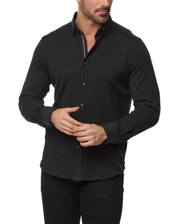 Robert Graham Hammond Button Down Textured Shirt - Black