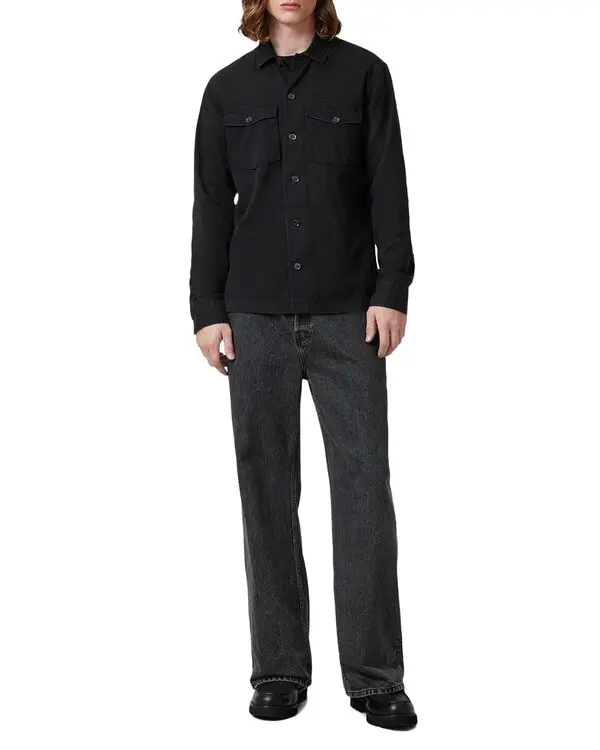 ALLSAINTS Spotter Cotton Button Down Shirt - Black